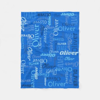 Oliver personalized name shades of blue fleece blanket | Zazzle