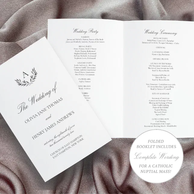 Olivia Elegant Silver Folded Wedding Program | Zazzle