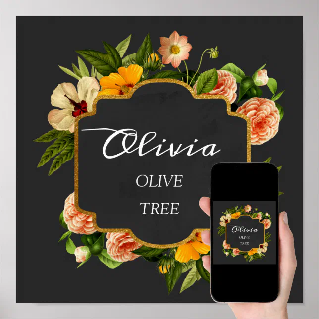 Olivia Name Meaning Royal Roses Frame Gift Poster | Zazzle