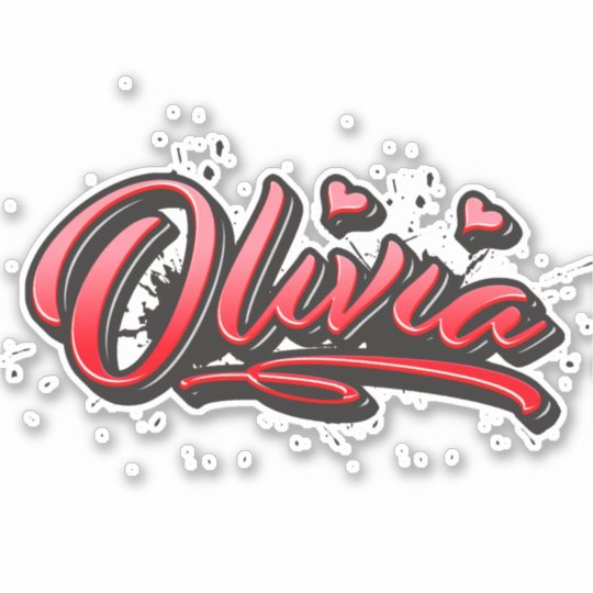Olivia red Heart Graffiti Sticker | Zazzle.com