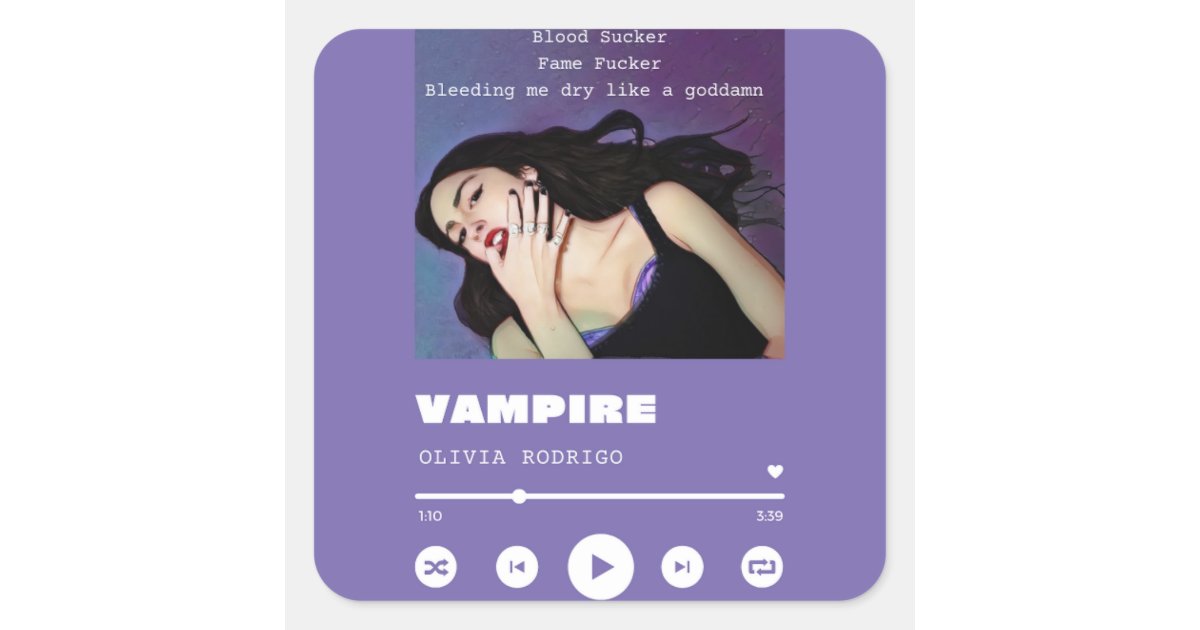 Olivia Rodrigo Vampire Square Sticker | Zazzle
