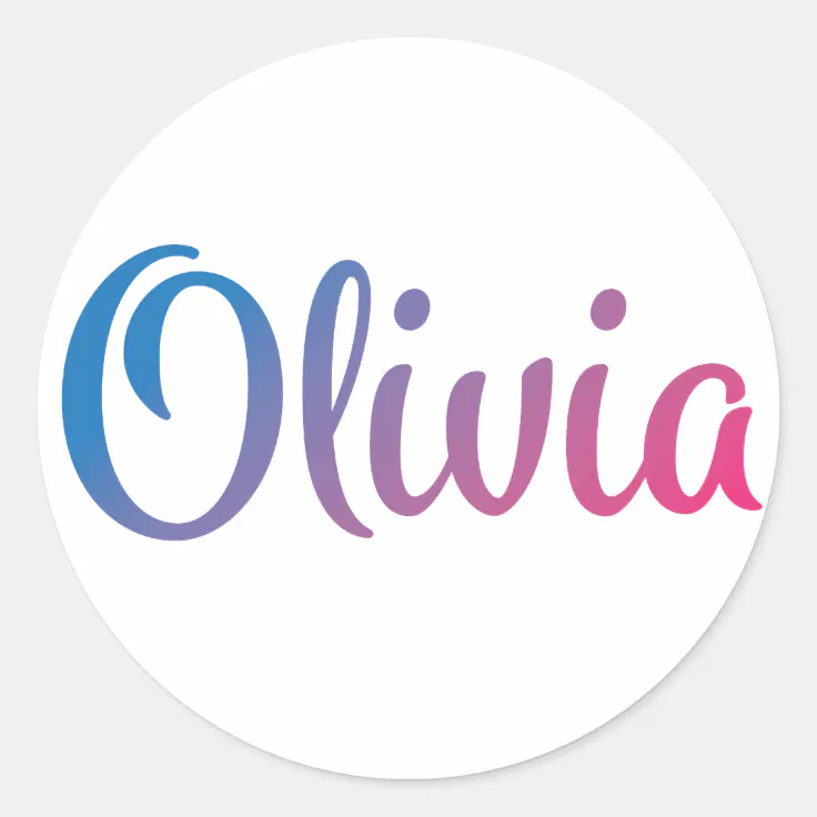 Olivia Stylish Cursive Classic Round Sticker | Zazzle