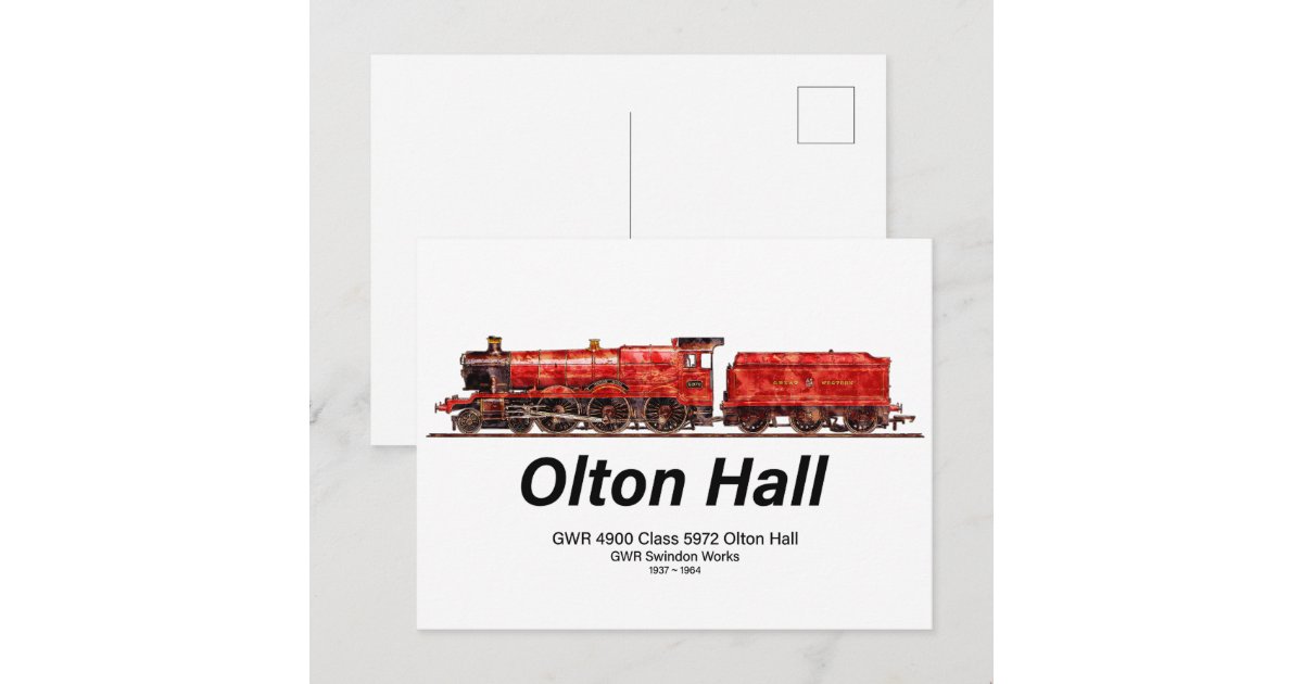 Olton Hall Vintage Steam Train English Locomotive Postcard | Zazzle