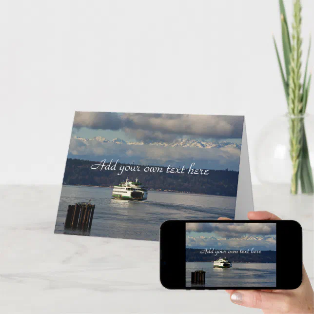 Olympic Mountains and Washington State ferry Card | Zazzle
