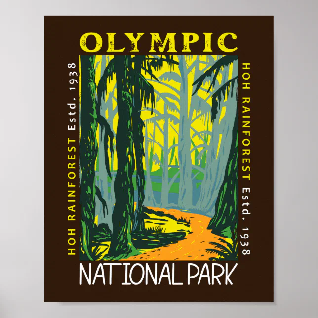 Olympic National Park Hoh Rainforest Distressed Poster | Zazzle