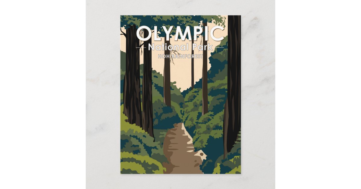 Olympic National Park Hoh Rainforest Vintage Postcard | Zazzle