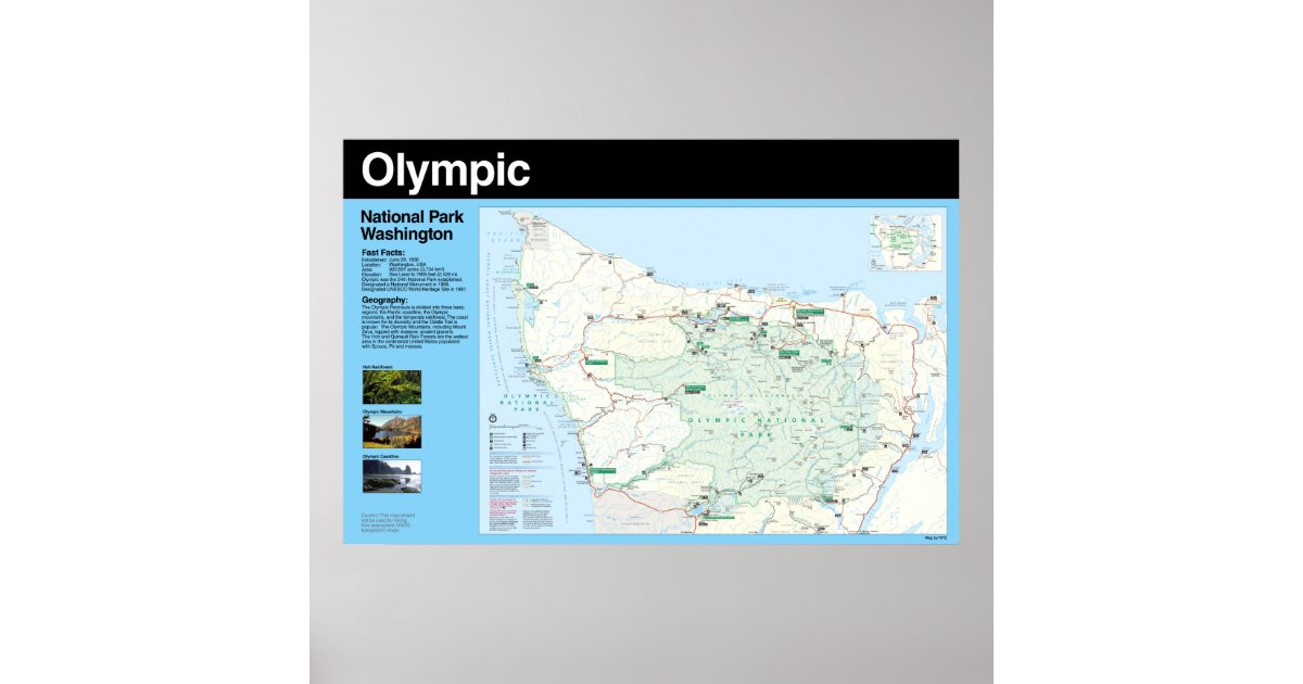 Olympic National Park Map Poster | Zazzle