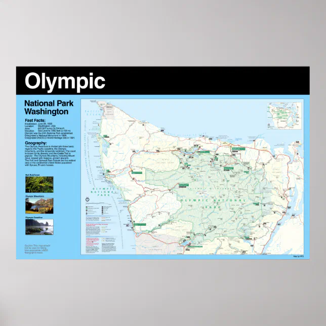 Olympic National Park Map Poster | Zazzle