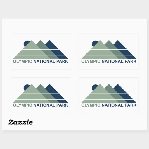 Olympic National Park Mountain Sun Rectangular Sticker | Zazzle