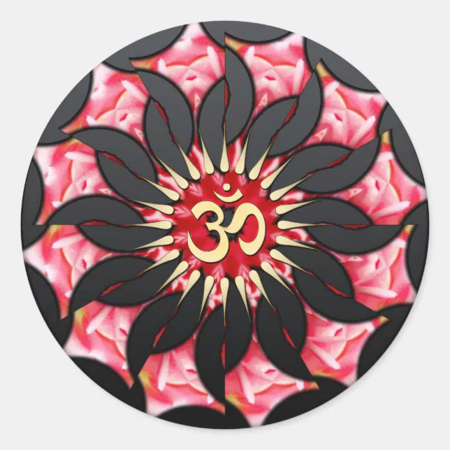 Om Black Rose Spiritual Art Sticker | Zazzle