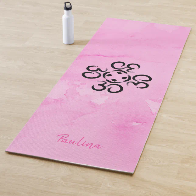 Om Compass, Pink Watercolor Aum Symbol Exercise Yoga Mat | Zazzle