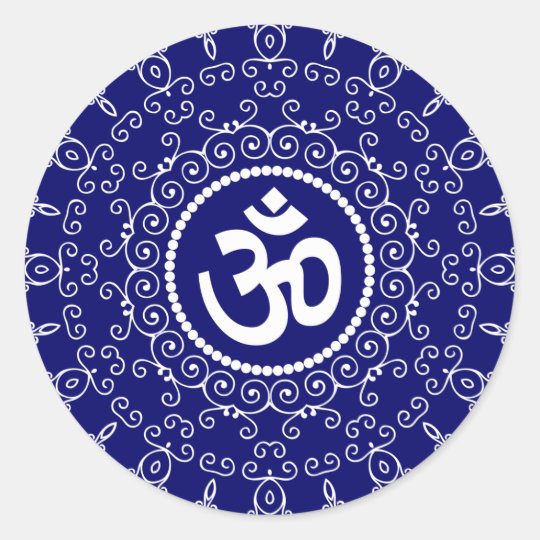 Om Design Classic Round Sticker | Zazzle.com