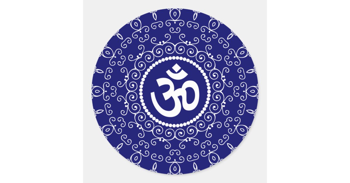 Om Design Classic Round Sticker | Zazzle