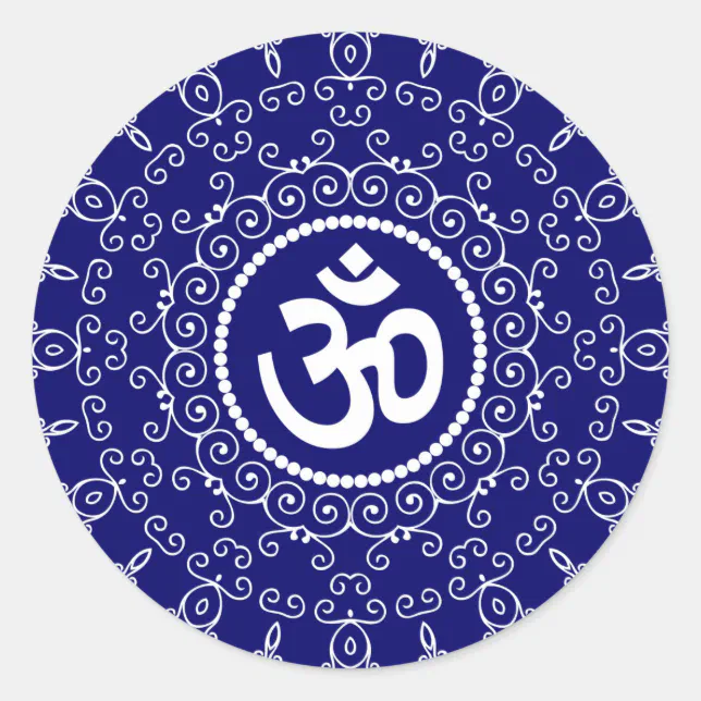 Om Design Classic Round Sticker | Zazzle
