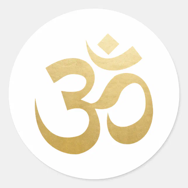 Om HIndu Meditation Symbol Yoga Faux Gold Foil Classic Round Sticker ...