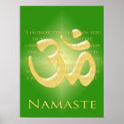 Namaste Aum Om & Lotus with Rainbow Vintage Border Poster | Zazzle.com