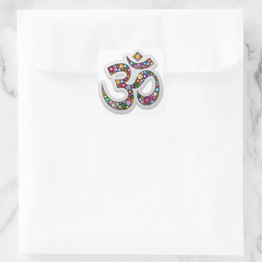 Om Ohm Aum Namaste Yoga Symbol Square Sticker | Zazzle
