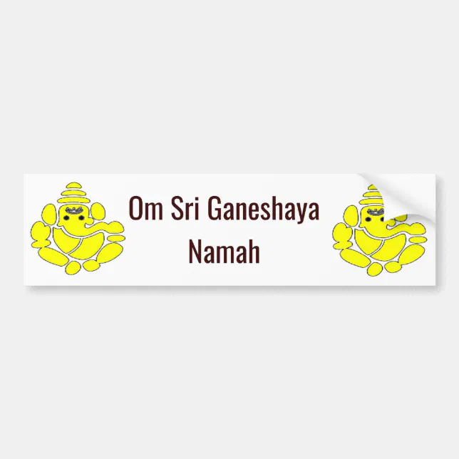 Om Sri Ganeshaya Namah prayer good-luck charm Bumper Sticker | Zazzle