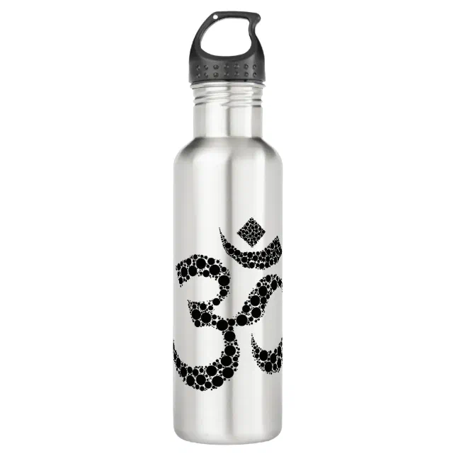 Om Symbol Black and White Stainless Steel Water Bottle | Zazzle
