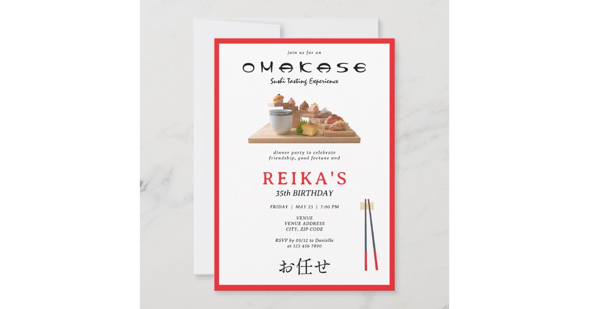 Omakase Japanese Sushi Tasting Birthday Party Invitation | Zazzle