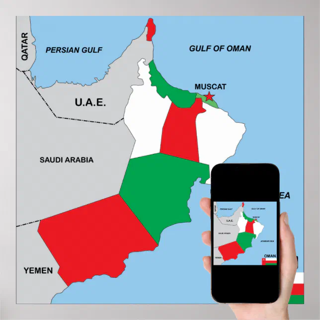 oman country political map flag district region poster | Zazzle