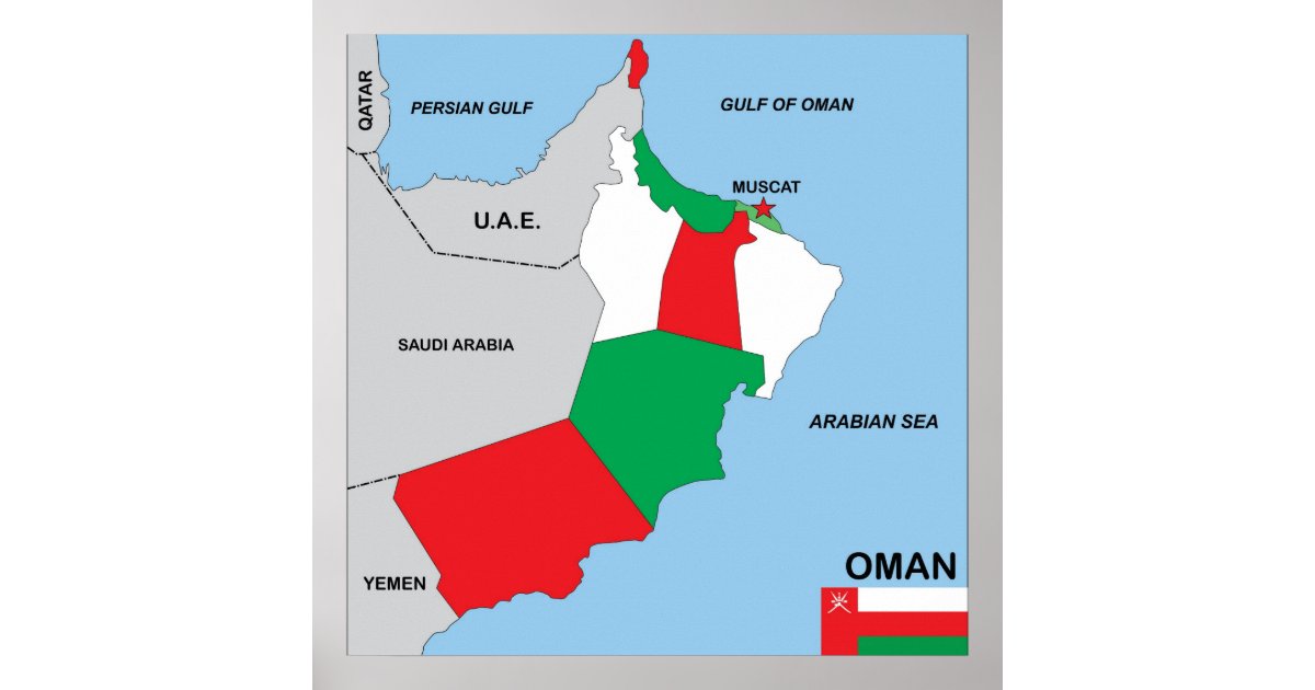 oman country political map flag district region poster | Zazzle