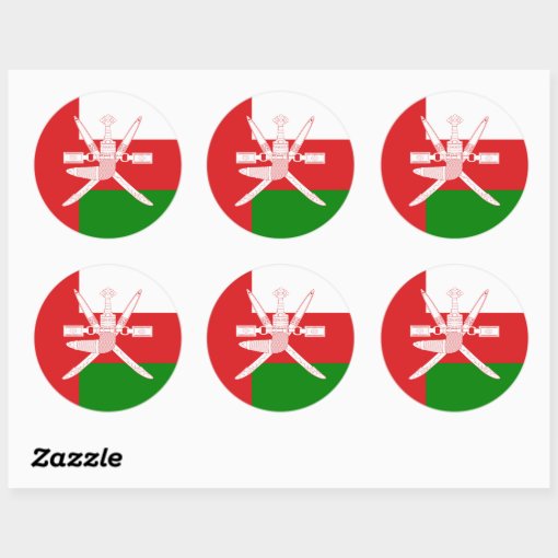 Omani Flag & National Emblem, Flag of Oman Classic Round Sticker | Zazzle