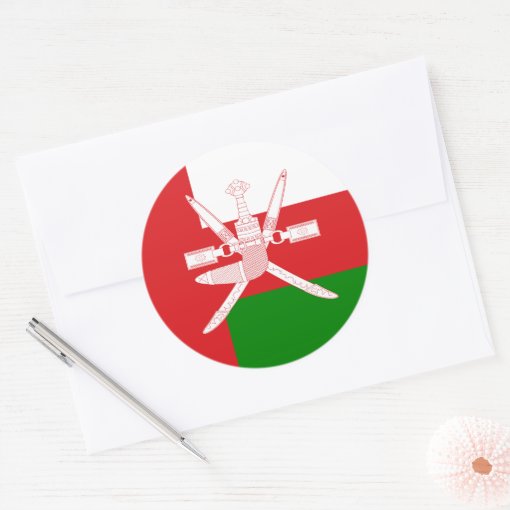 Omani Flag & National Emblem, Flag of Oman Classic Round Sticker | Zazzle
