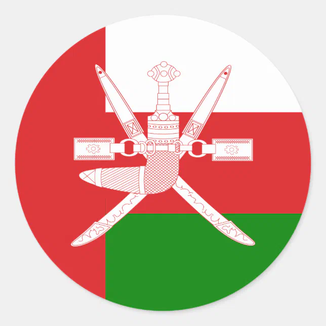 Omani Flag & National Emblem, Flag of Oman Classic Round Sticker | Zazzle