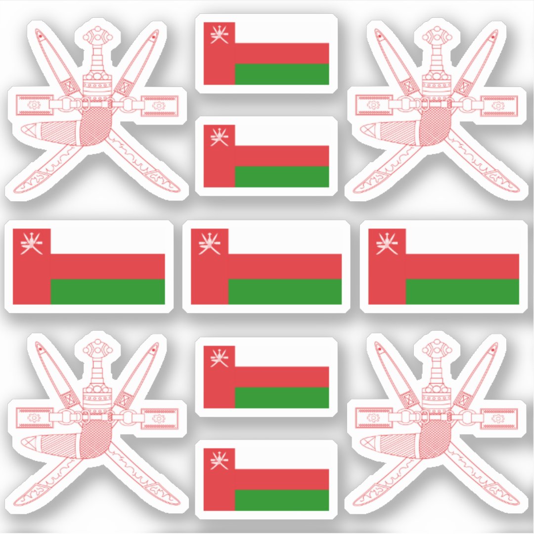 Omani national symbols /emblem and flag sticker | Zazzle