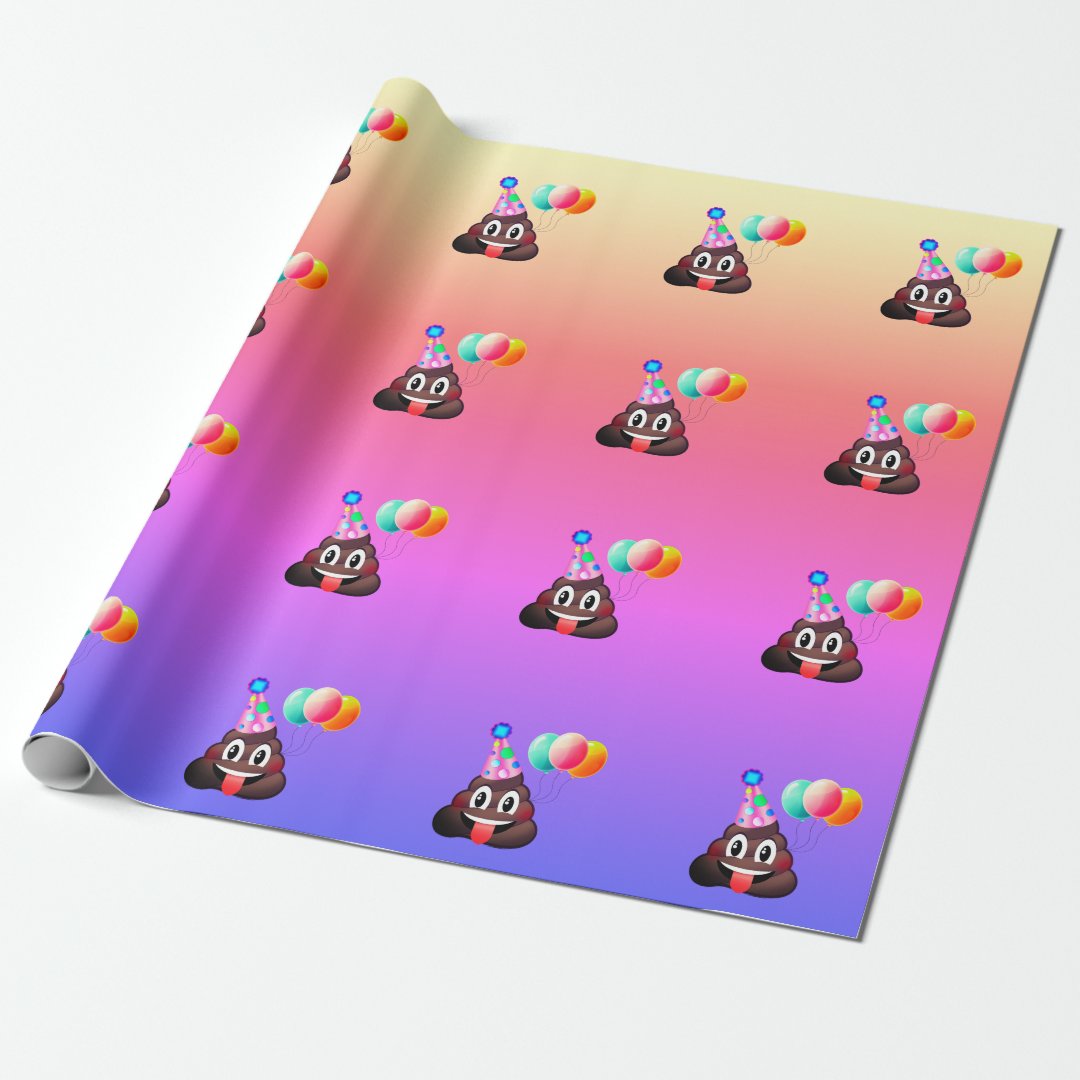 Ombre Birthday Party Poop Emoji Wrapping Paper | Zazzle