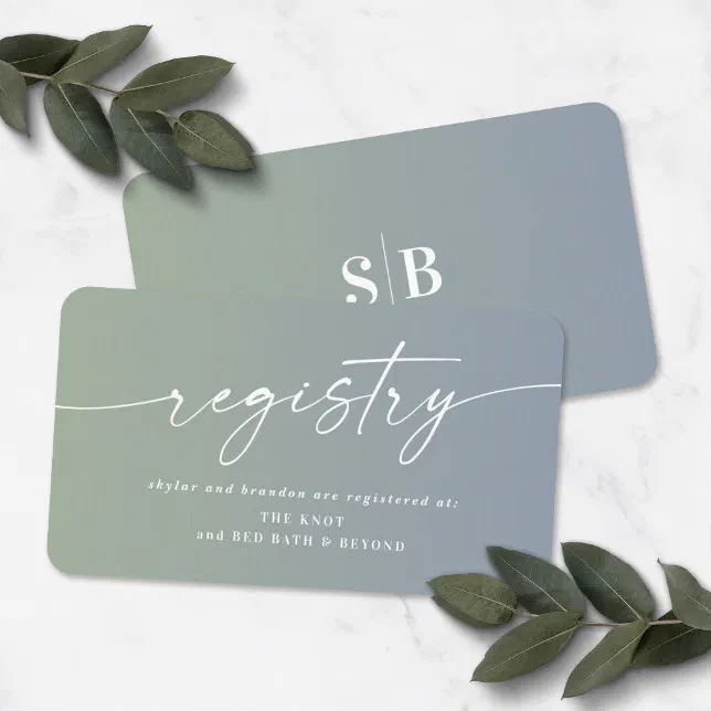 Ombre Blue & Green Wedding Shower Gift Registry Enclosure Card | Zazzle