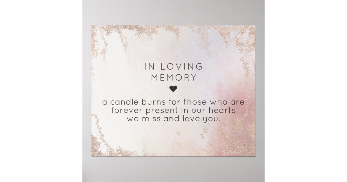 Ombre Blush Pink Frosted In Loving Memory Sign | Zazzle