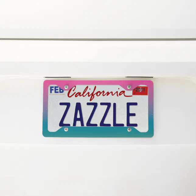Ombre Candy Pink Green Gradient License Plate Frame | Zazzle
