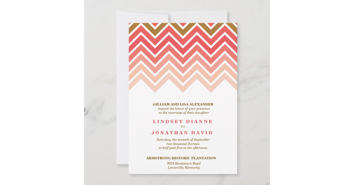 Ombre Chevron Wedding Invitation | Zazzle