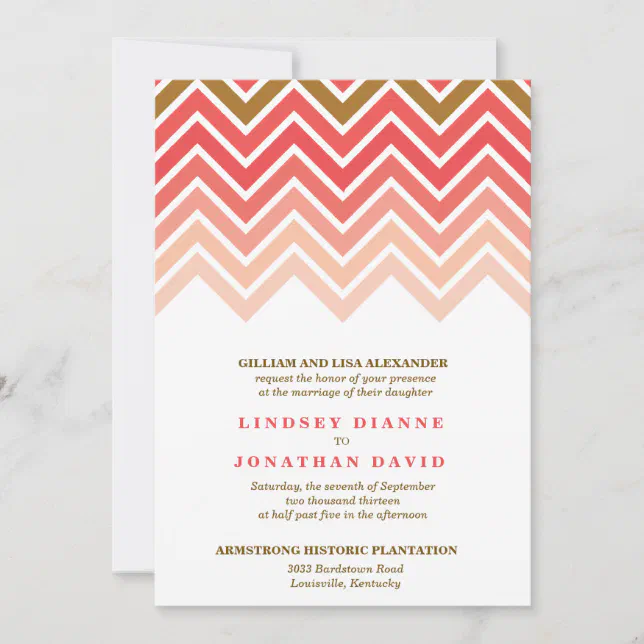 Ombre Chevron Wedding Invitation | Zazzle