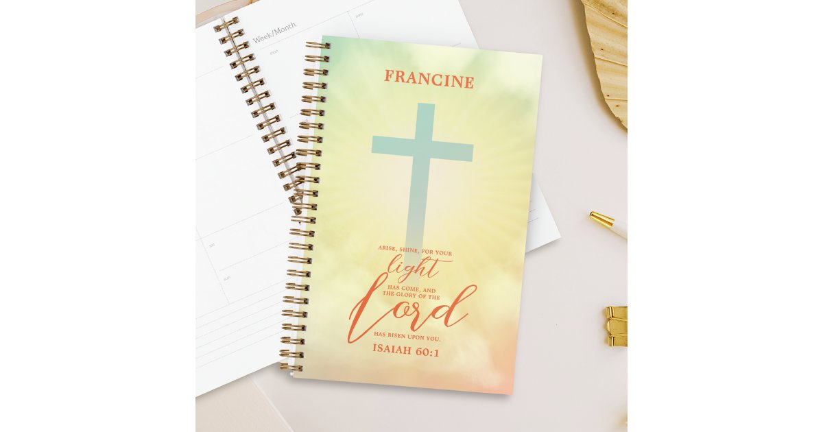 Ombre Cross Bible Verse Personalized Planner | Zazzle