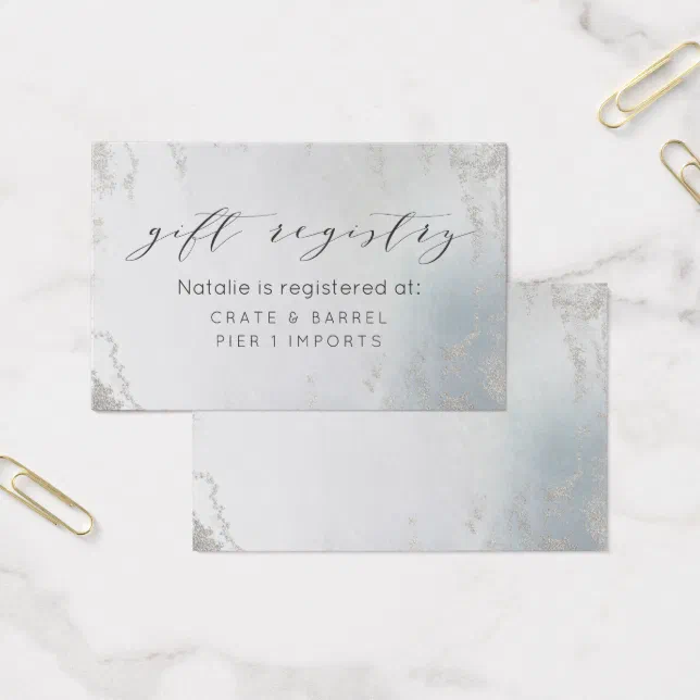 Ombre Dusty Blue Frosted Gift Registry Insert Card | Zazzle
