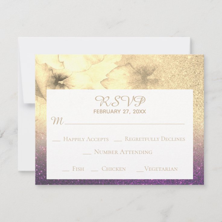 Ombre Glitter Eggplant Yellow Golden RSVP | Zazzle