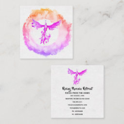Ombre Hot Pink Flame Phoenix Rings of Fire Square Business Card | Zazzle
