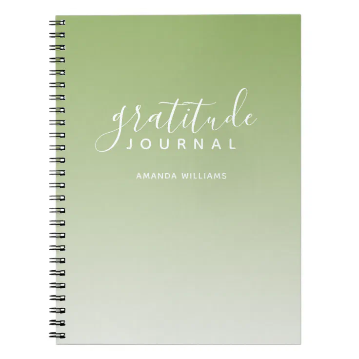 Ombre Pattern Gratitude Journal - green and white | Zazzle