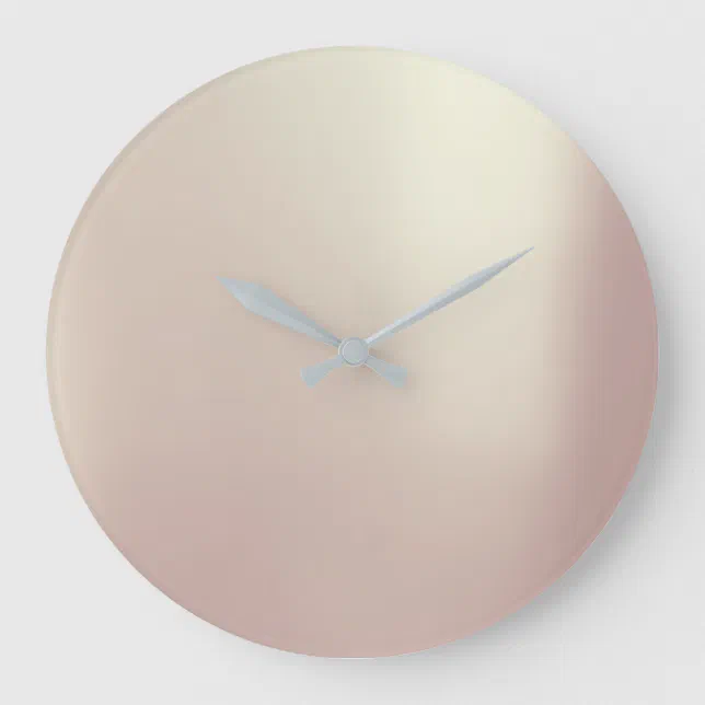 Ombre Pearly Rose Gold Metallic Silk Minimal Large Clock | Zazzle