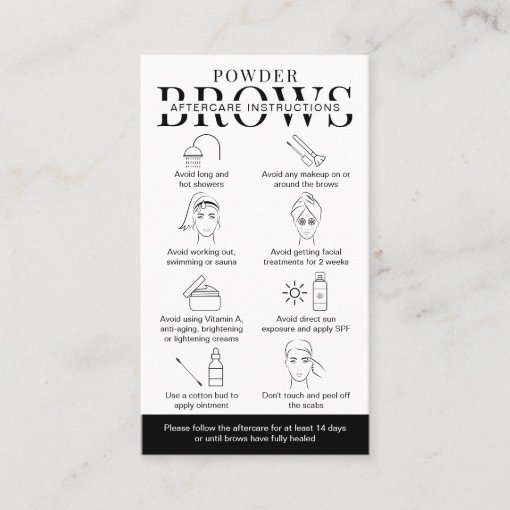 Ombre Powder Brows Aftercare Guide Minimalist Business Card | Zazzle