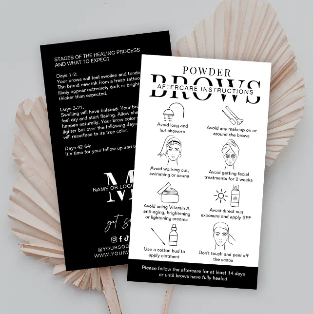 Ombre Powder Brows Aftercare Guide Minimalist Business Card | Zazzle