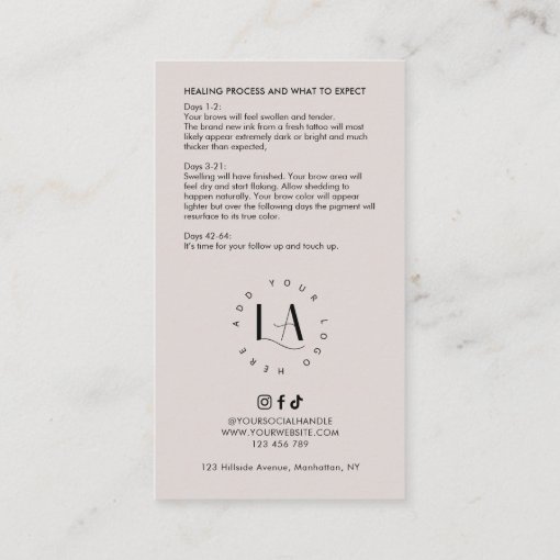 Ombré Powder Brows Aftercare Modern Cream & White Business Card | Zazzle