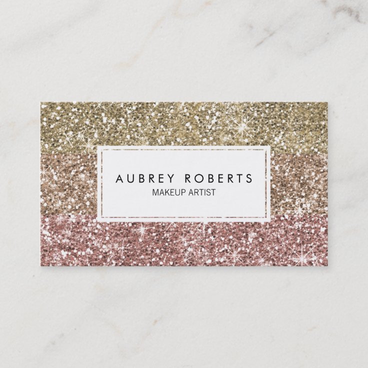 Ombre Rose Pink Gold Glitter Girly Business Cards | Zazzle