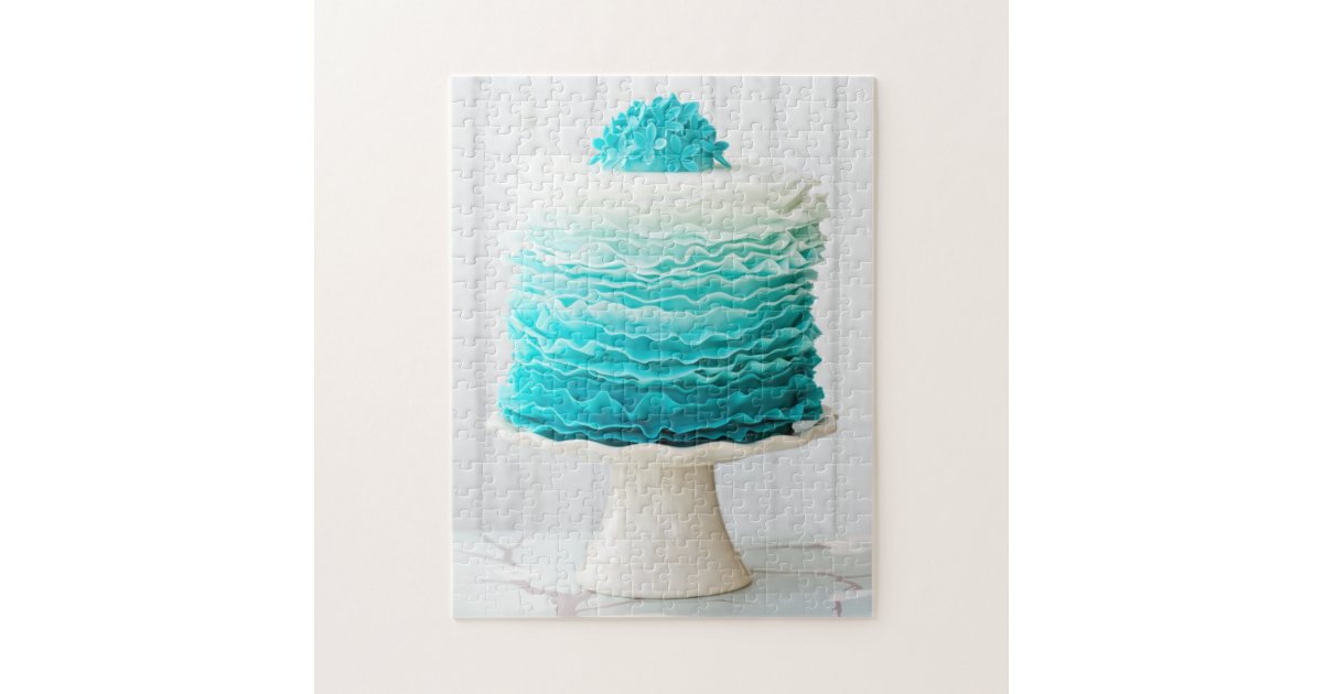 Ombre ruffle cake jigsaw puzzle | Zazzle