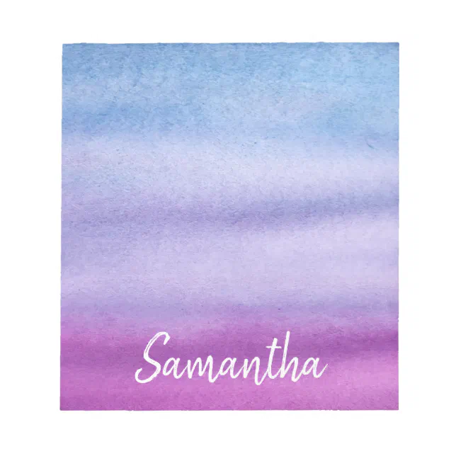 Ombre Watercolor Custom Name Purple/Blue Notepad | Zazzle