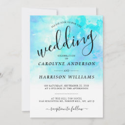 Ombre Watercolor Wedding Invitation - Blue | Zazzle