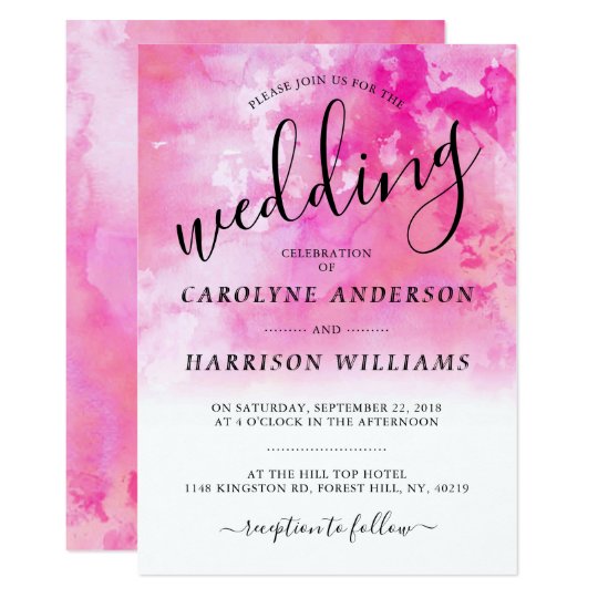 Ombre Watercolor Wedding Invitation - Pink | Zazzle.com